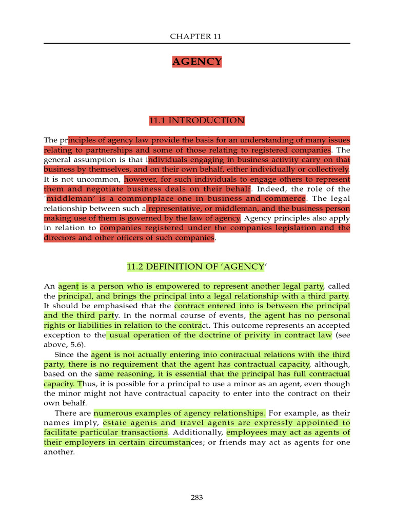 Kelly - Business Law CH 11 Agency | PDF | Law Of Agency | Legal Liability