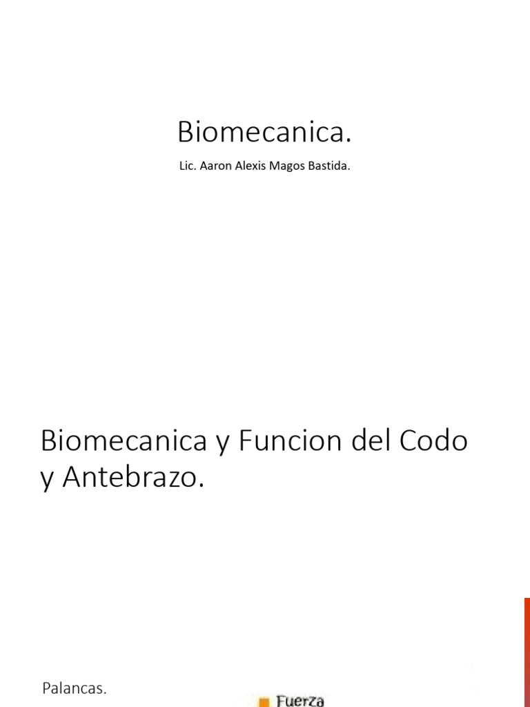 Biomecánica del Codo y Palancas | PDF | Palanca | Esfuerzo de torsión