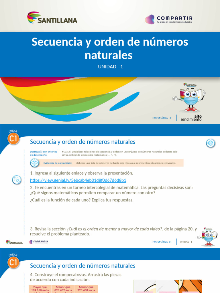 Secuencia y Orden de Números Naturales | PDF