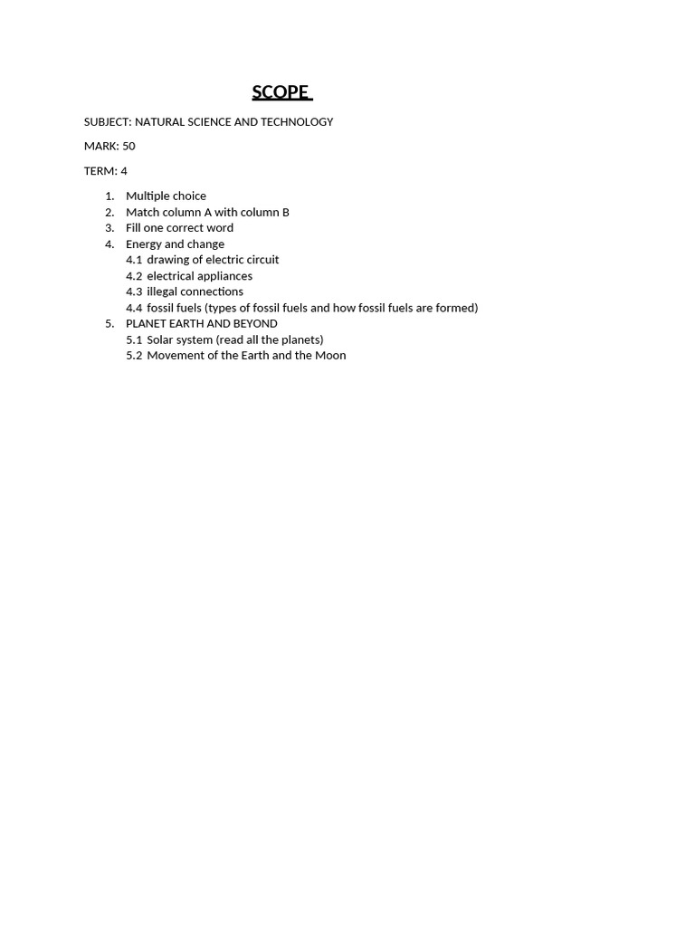 Natural Science & Technology Exam Guide | PDF