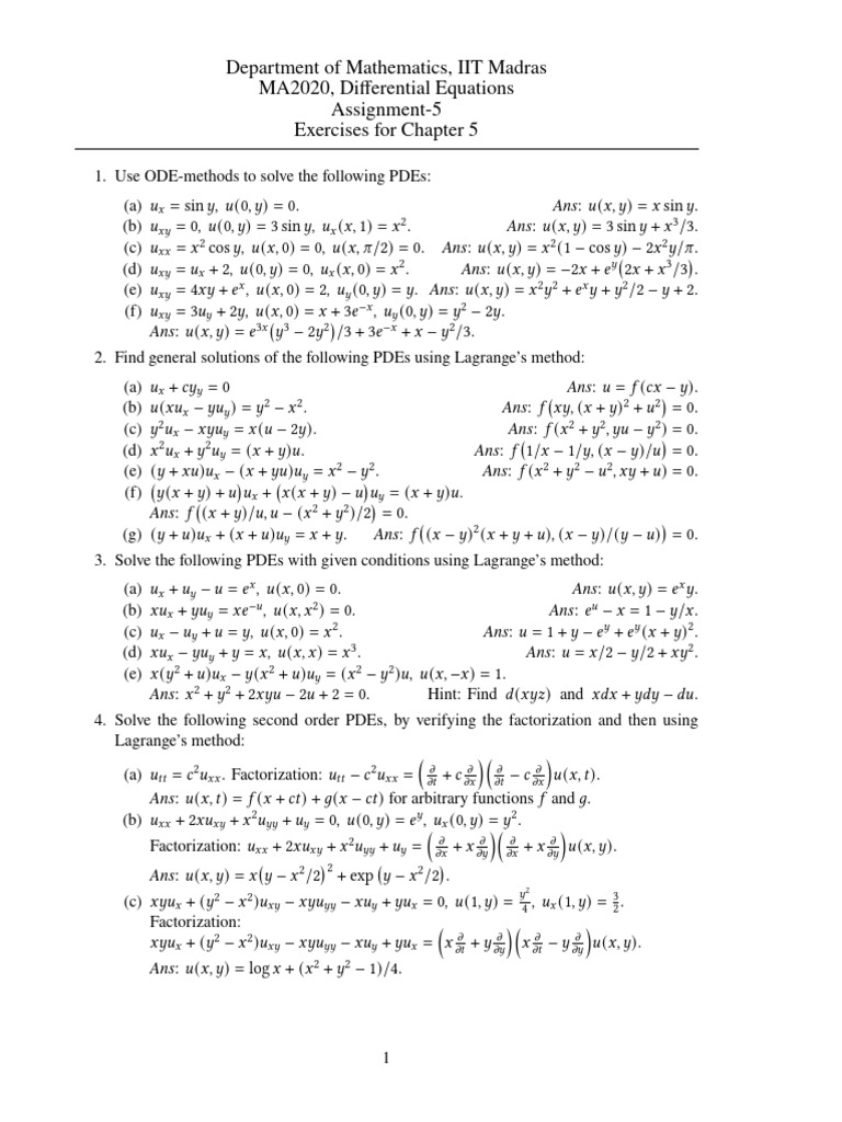 Assignment 5 | PDF | Partial Differential Equation | Multivariable Calculus