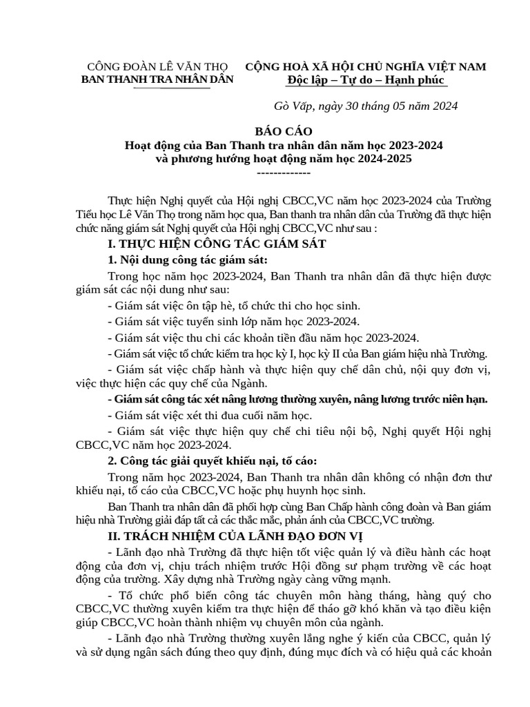 24-25 Bao Cao Hoat Dong BTTND 2024 | PDF