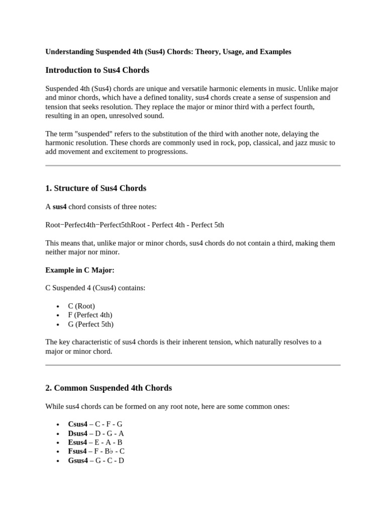 Sus4 Chord Explanation | PDF | Chord (Music) | Musical Forms