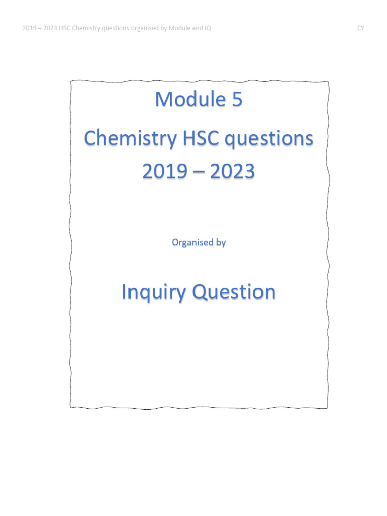 Chemistry HSC Questions and Answers 2019-2023 - Module 5 | PDF ...
