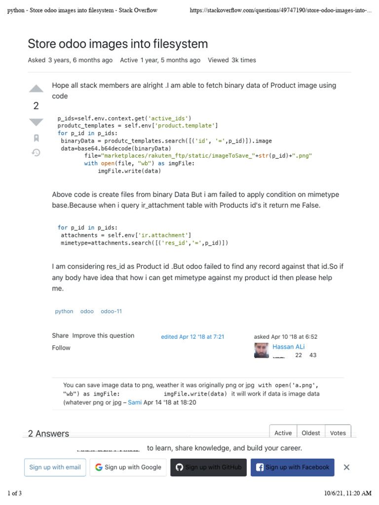 O3 - Store Odoo Images Into Filesystem - StackOverflow | PDF | Software Engineering | Data ...