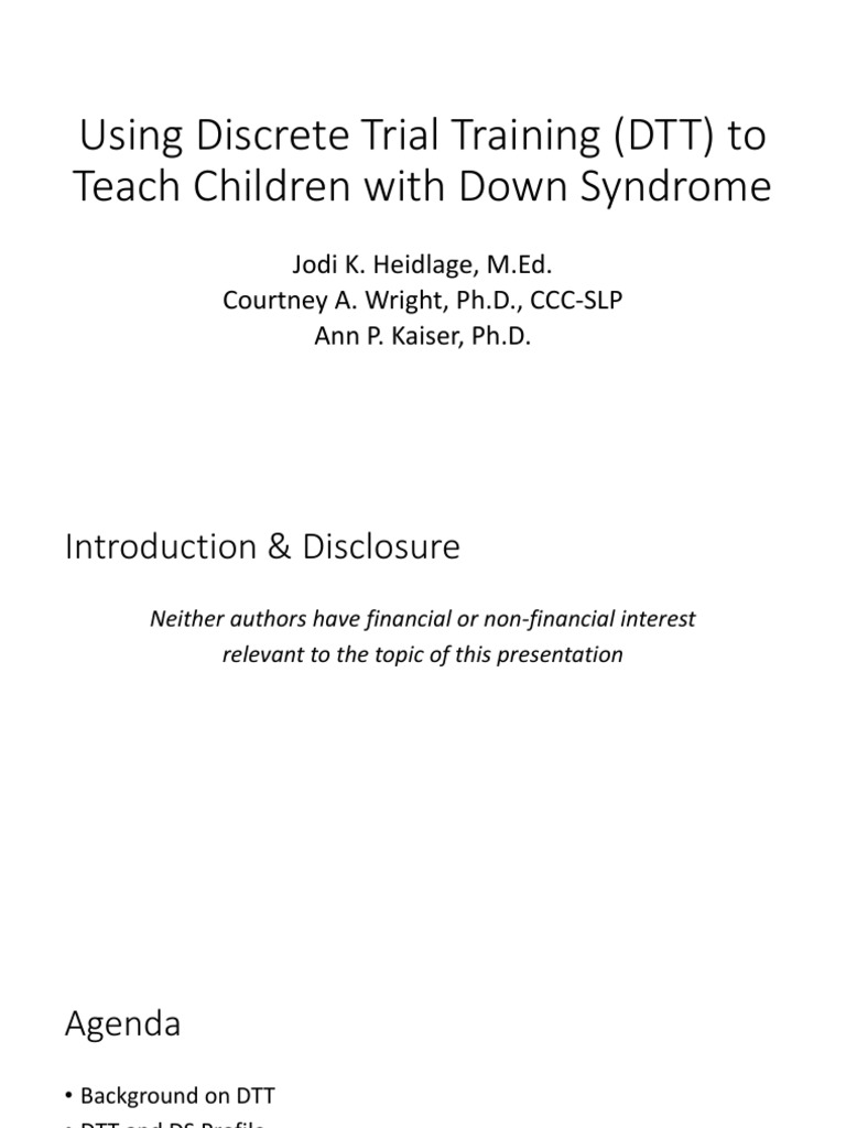 Using Discrete Trial Training DTT To Teach Children With DS | PDF ...