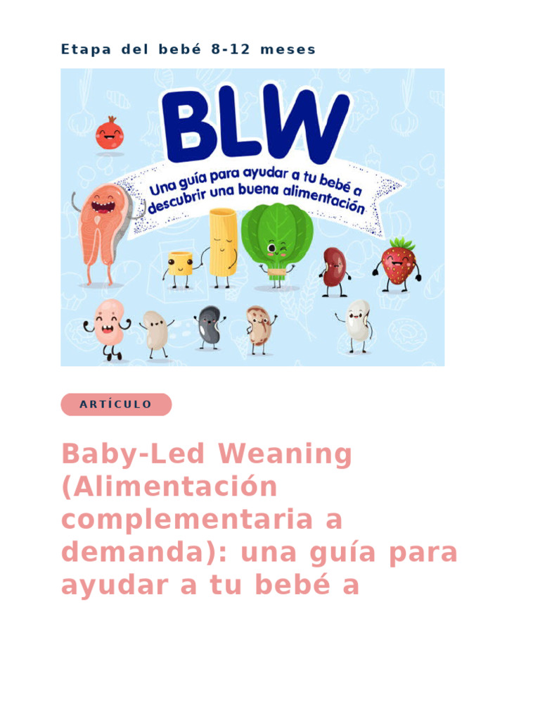 Guía BLW: Alimentación Autónoma Bebé | PDF | Alimentos | Fruta