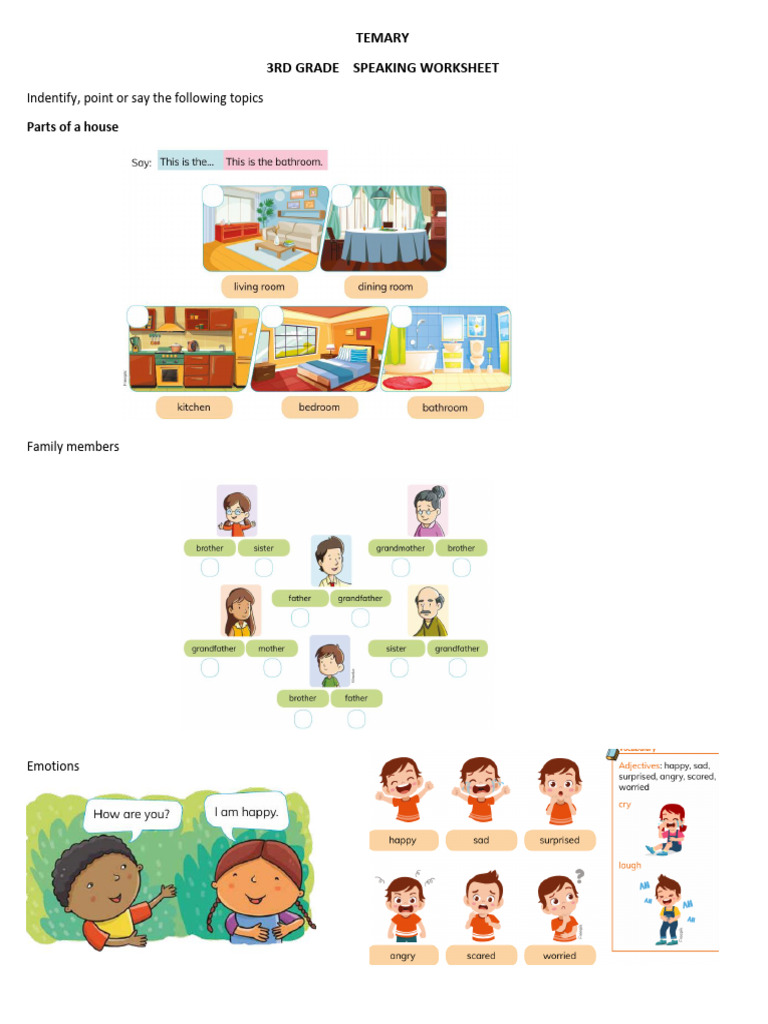 3rd Grade Speaking Topics Worksheet | PDF