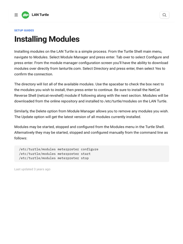 Installing Modules.LAN Turtle | PDF