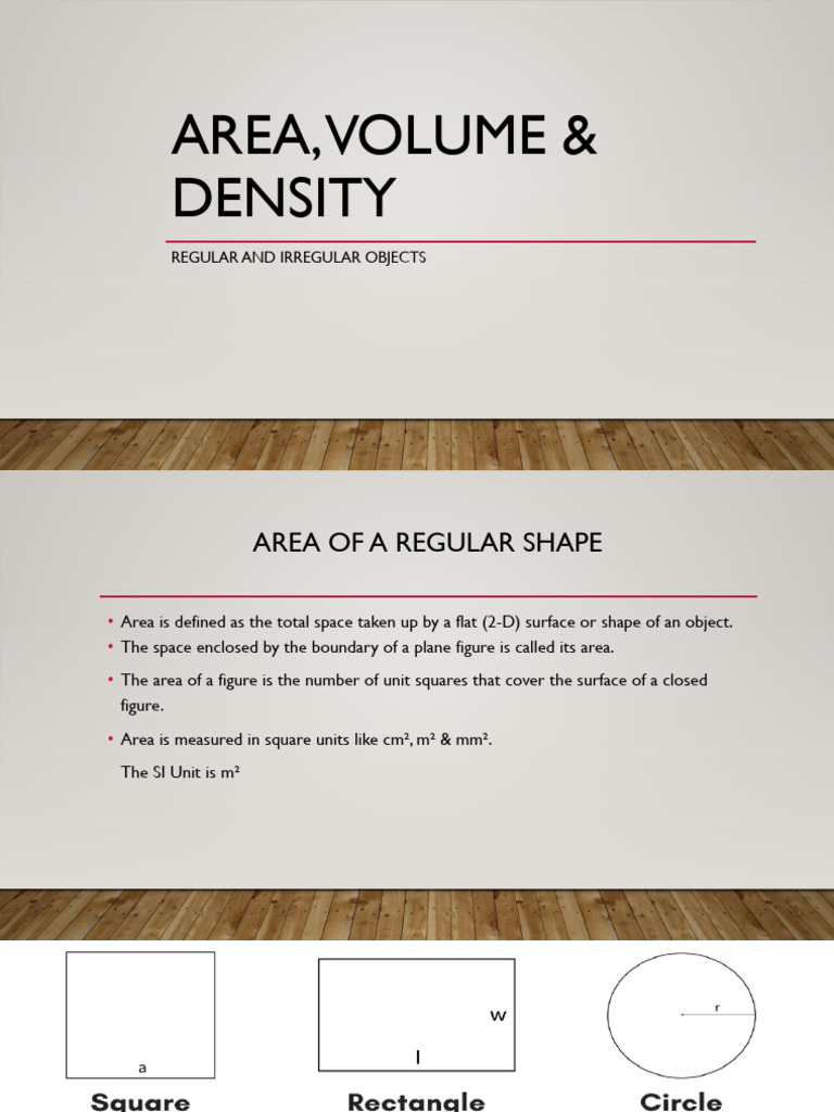 Area, Volume & Density PPT.pptx (1) | PDF | Volume | Area
