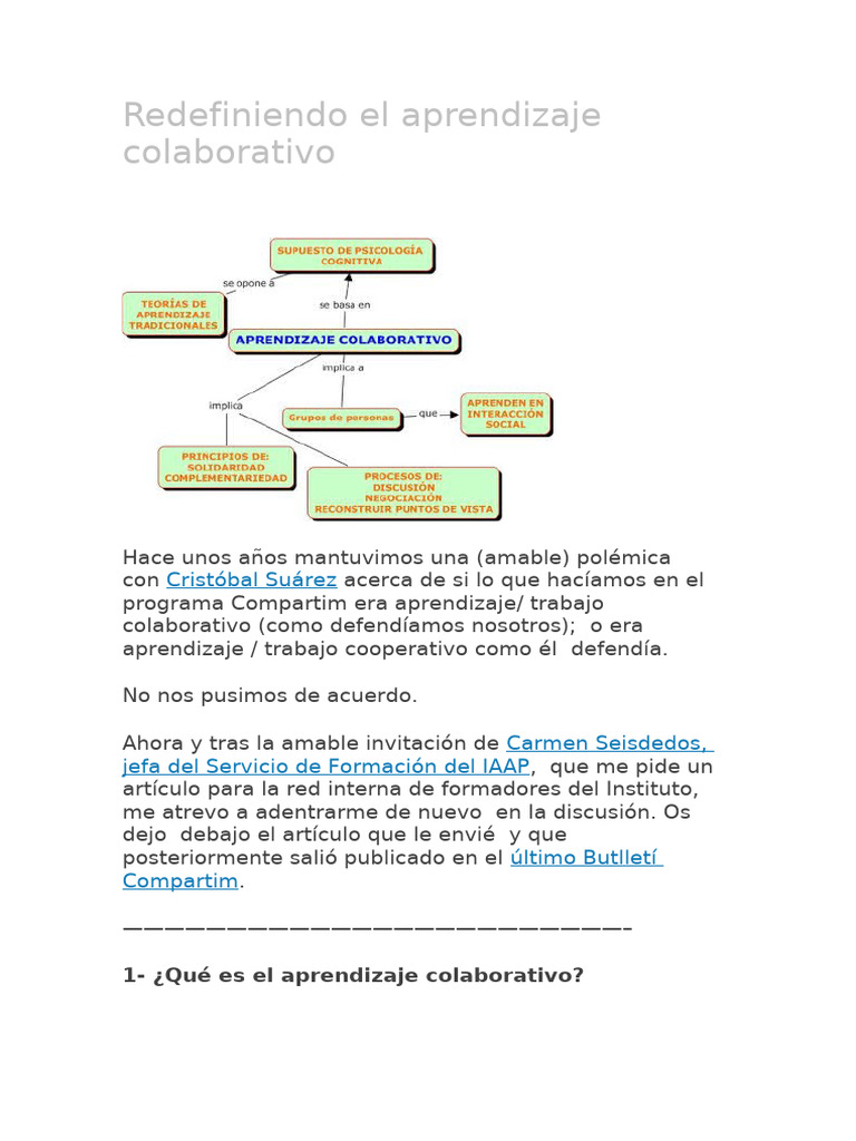Redefiniendo El Aprendizaje Colaborativo | PDF | Aprendizaje | Cognición