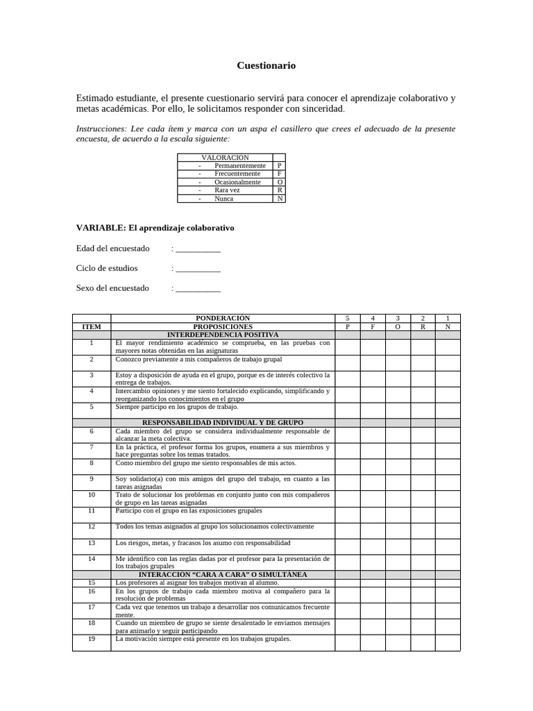 INSTRUMENTOS | PDF | Cuestionario
