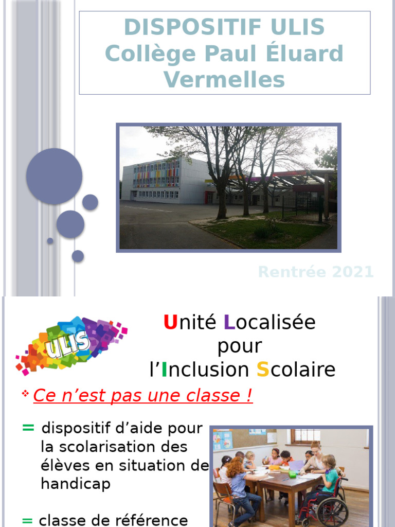 pr√©sentation ULIS vermelles | PDF | Invalidité | Sciences comportementales