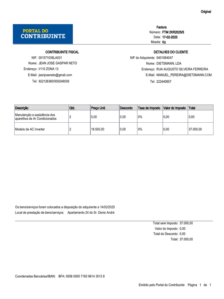 FATURA | PDF | Impostos | Economias