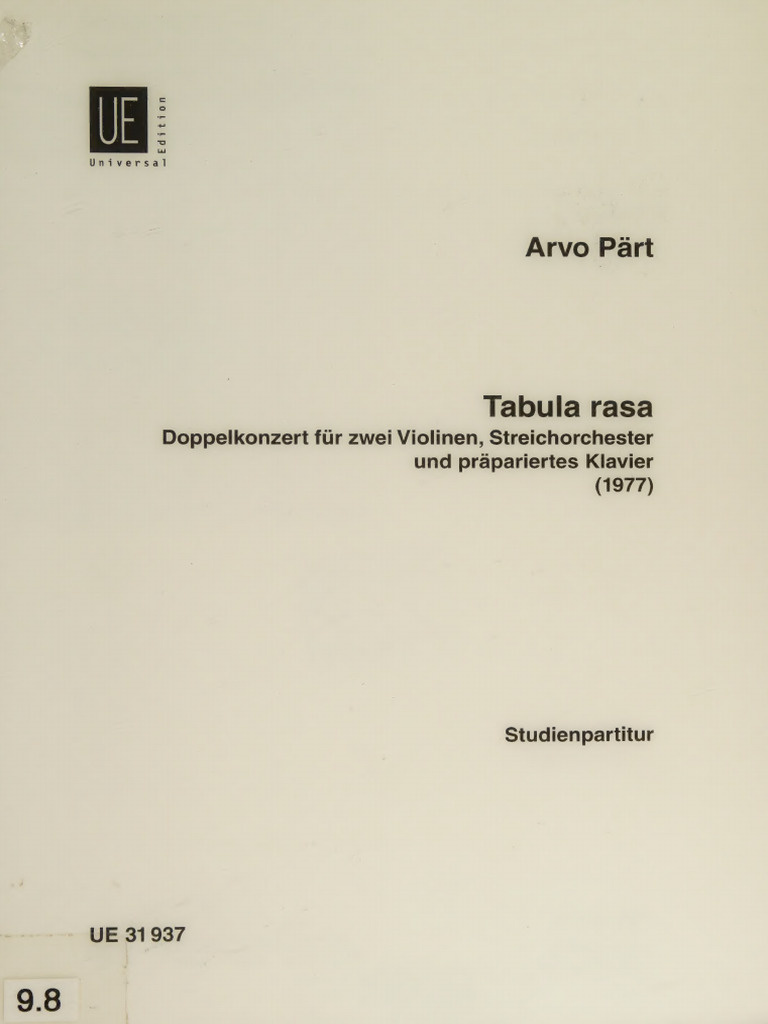 Arvo Part: Tabula Rasa | PDF | Classical Music | Violin