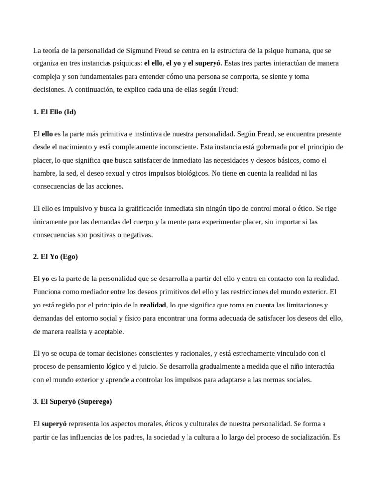 La teoría de la personalidad de Sigmund Freud se centra en la ...