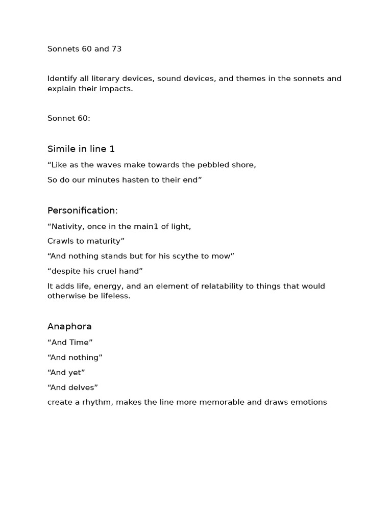 Sonnets 60 and 73 | PDF