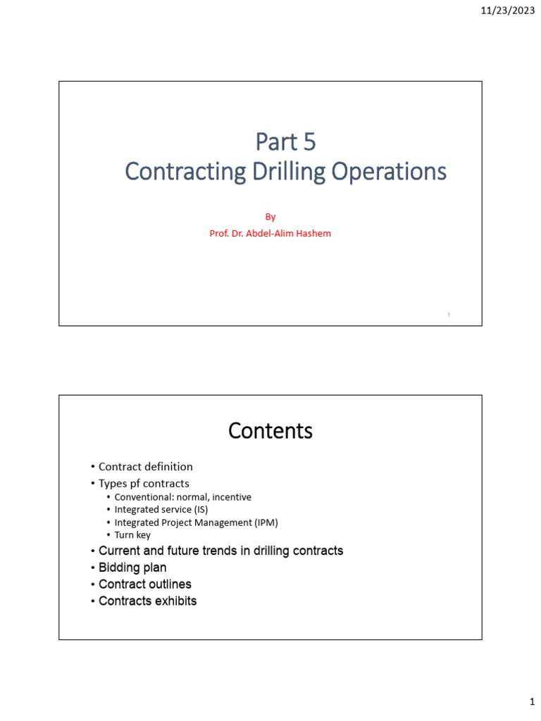 Part 5 Contracting Drilling Operations | PDF | Incentive | Project Management