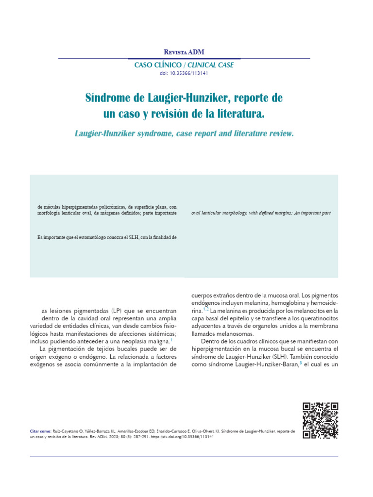 Síndrome de Laugier-Hunziker, Reporte de Un Caso y Revisión de La ...