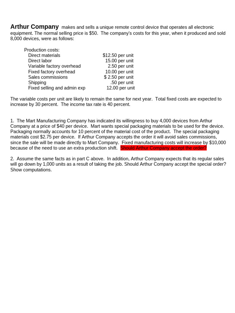 9 Chapter 6 Class Prob 1 and Sol-3 | PDF | Cost | Outsourcing