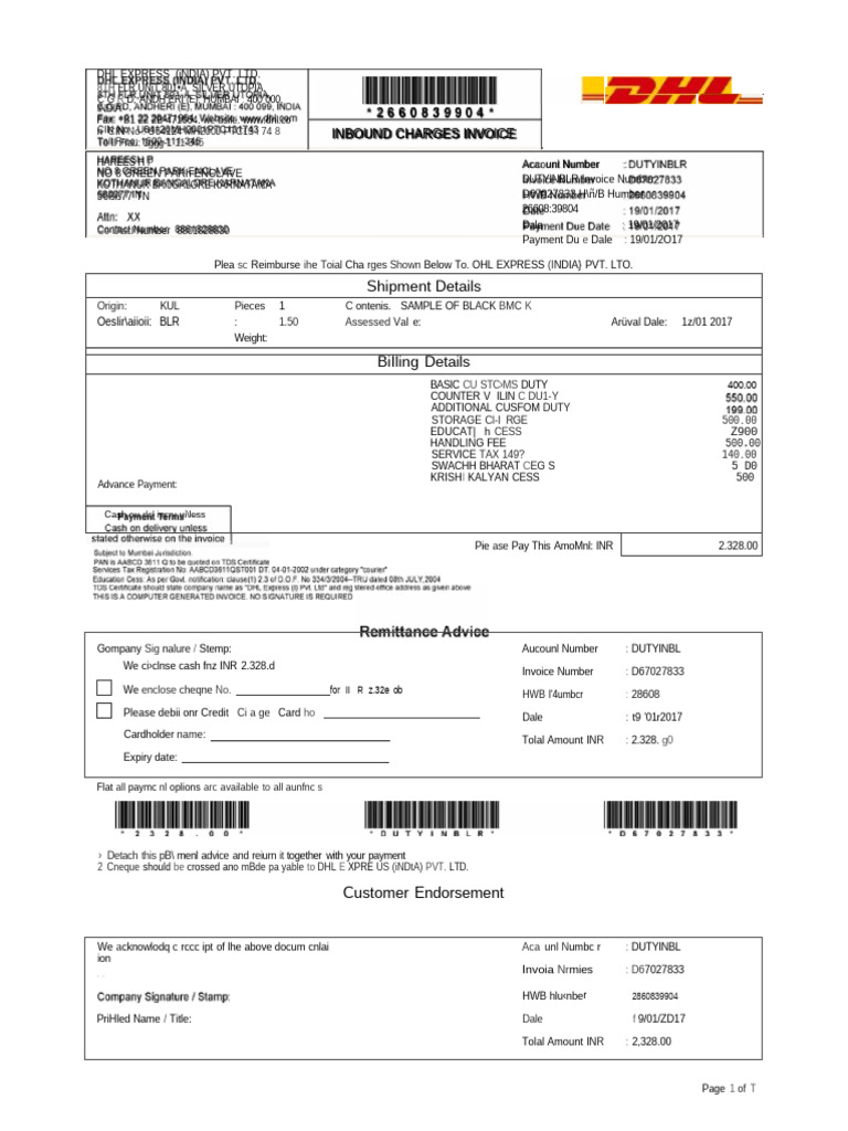 450550328-DHL-INVOICE-pdf | PDF | Payments