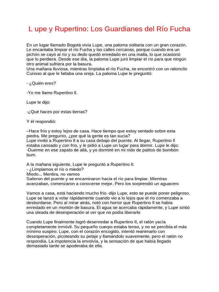 Lupe y Rupertino: Guardianes del Fucha | PDF