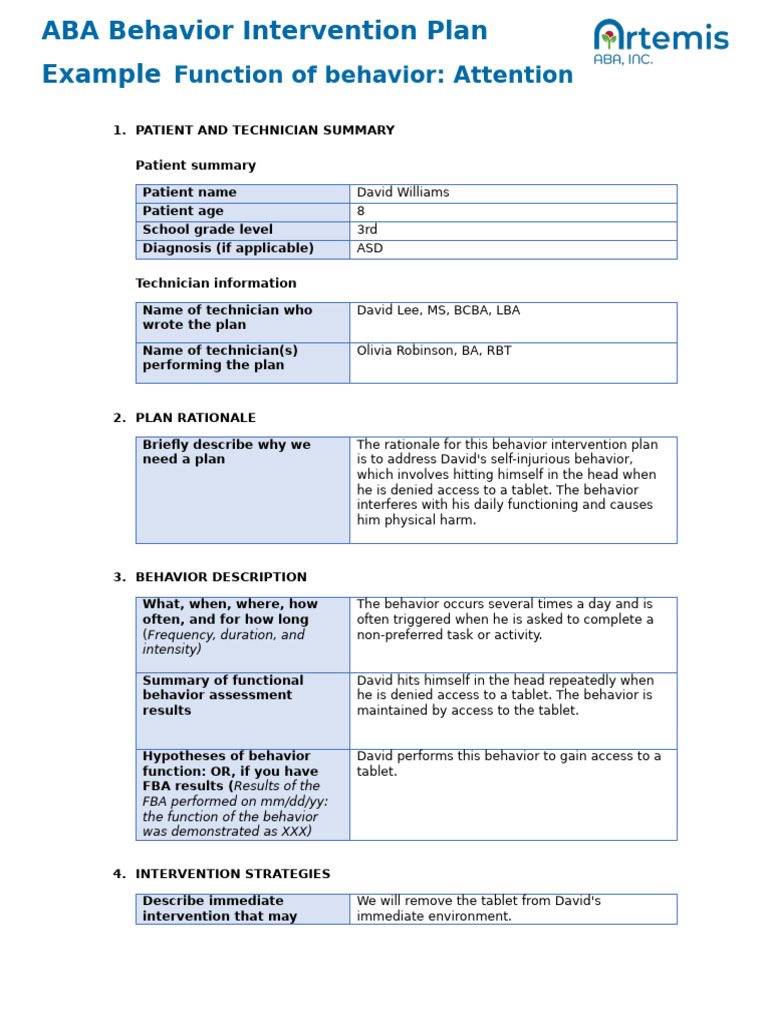ABA Behavior Intervention Plan for ASD | PDF | Reinforcement | Behavior