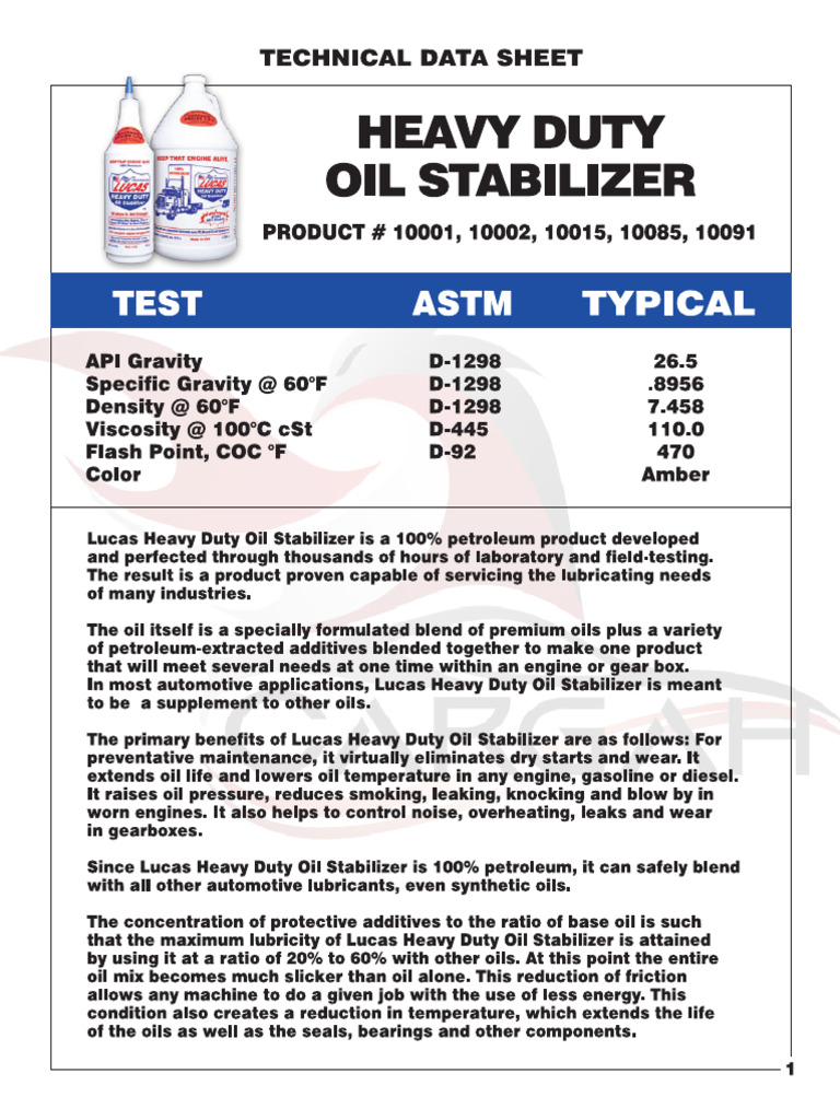 TDS - HD Oil Stabilizer | PDF