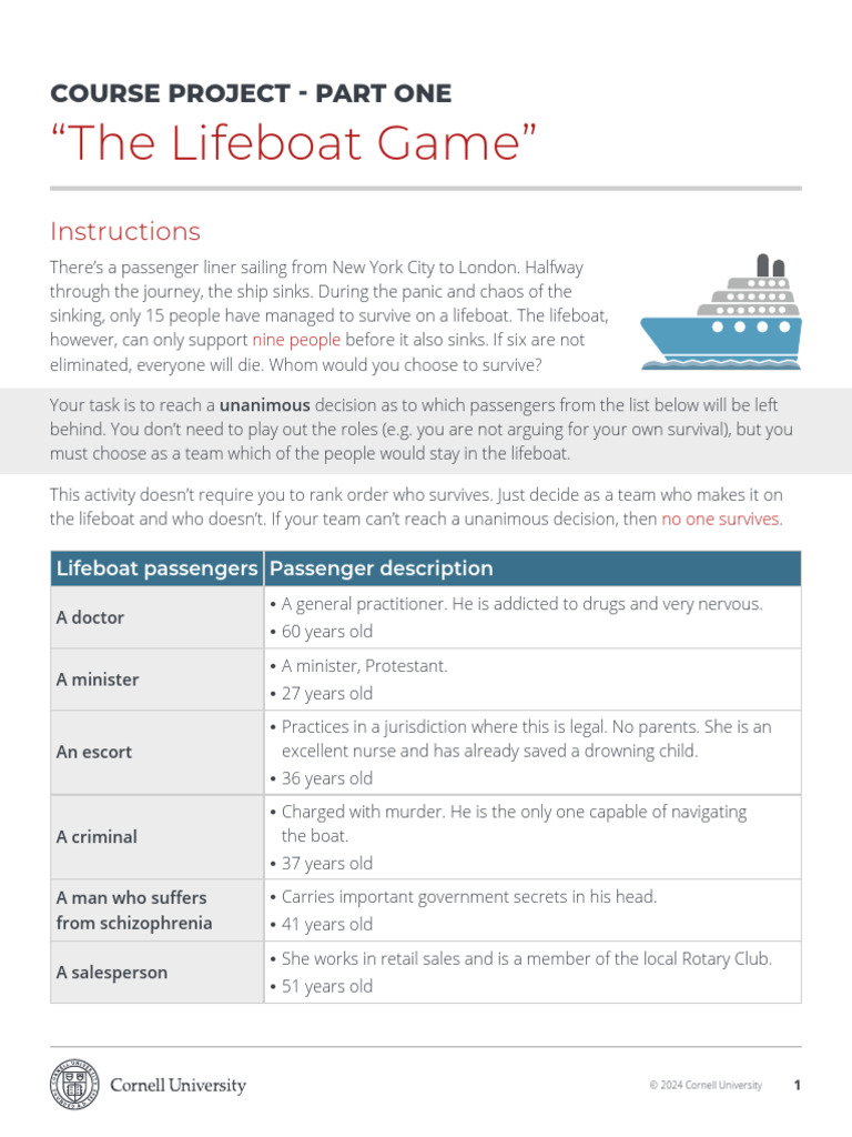 Lifeboat Game Team Decision Activity | PDF | Shipping | Water Transport