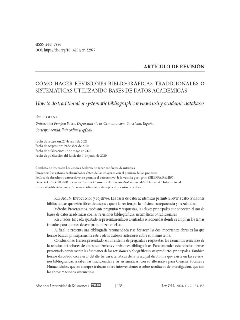 Investigación 1 - Revisiones Bibliográficas o Sistemáticas | PDF | Teoría | Bases de datos