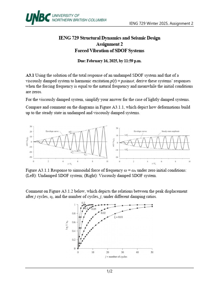 IENG 729 Winter 2025 - Assignment 2 | PDF | Damping | Resonance