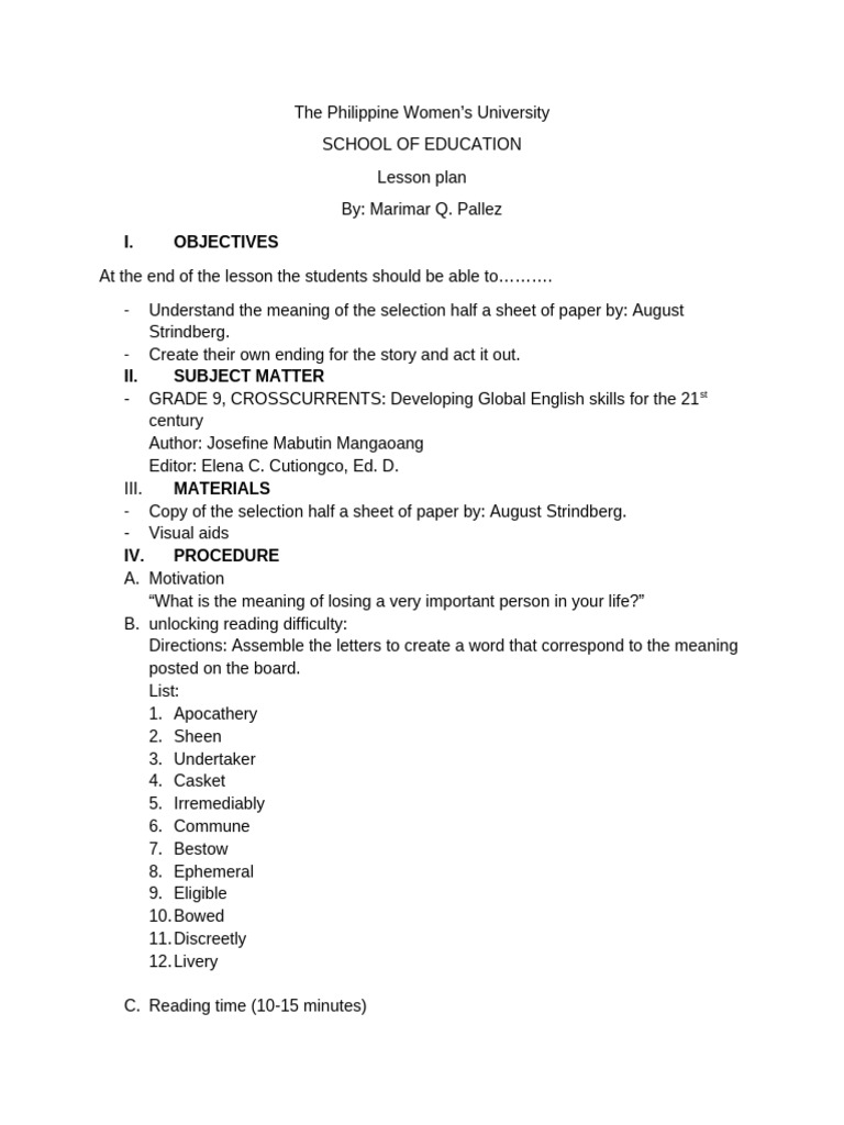 lesson-plan-3 | PDF | Learning