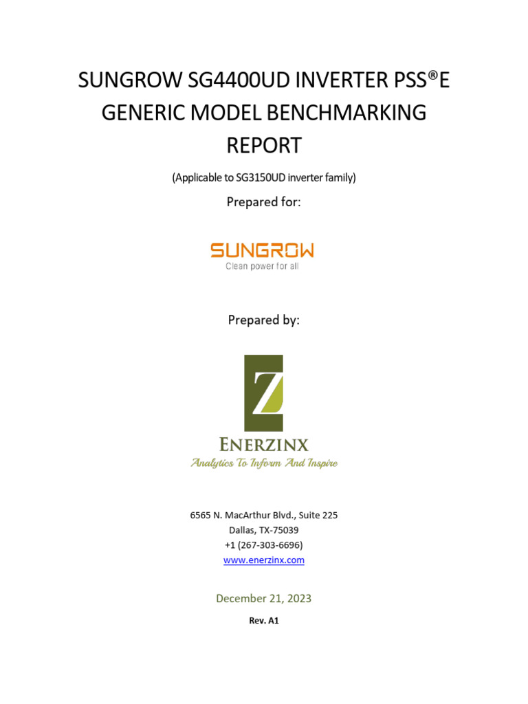 Sungrow Sg4400ud Psse Benchmarking Report - 12212023 | PDF | Power ...