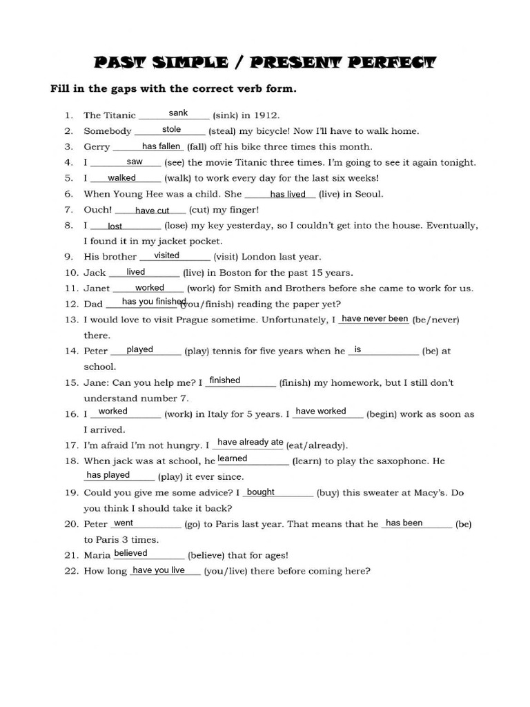 Practice Past Simple Present Perfect | PDF