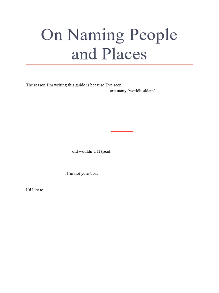 Worldbuilding Naming Guide | PDF