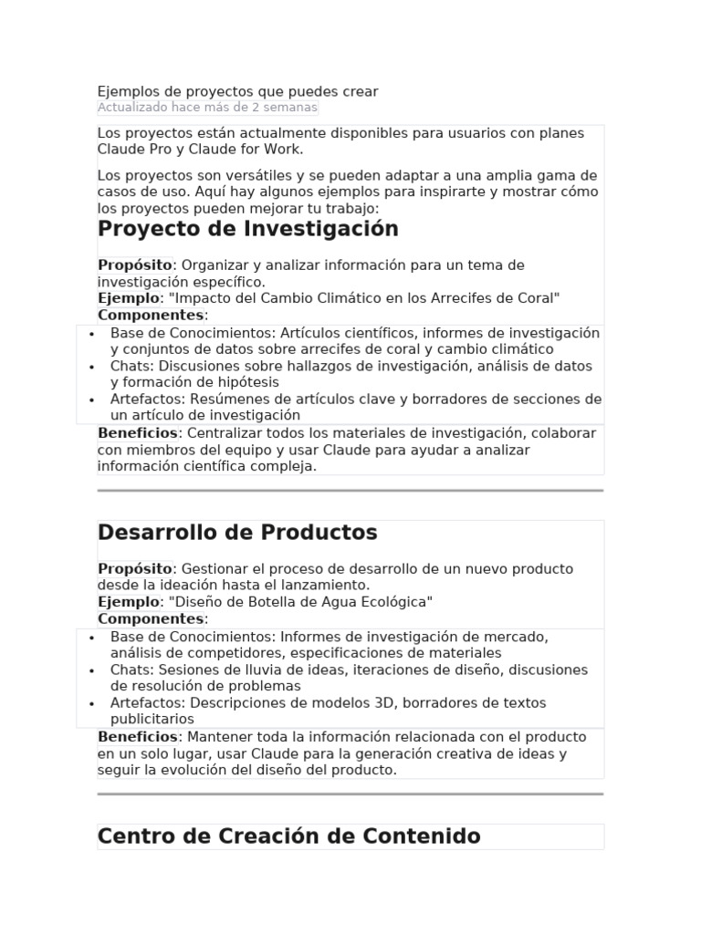 Ejemplos de Proyectos Creativos y Útiles | PDF | Finanzas personales ...