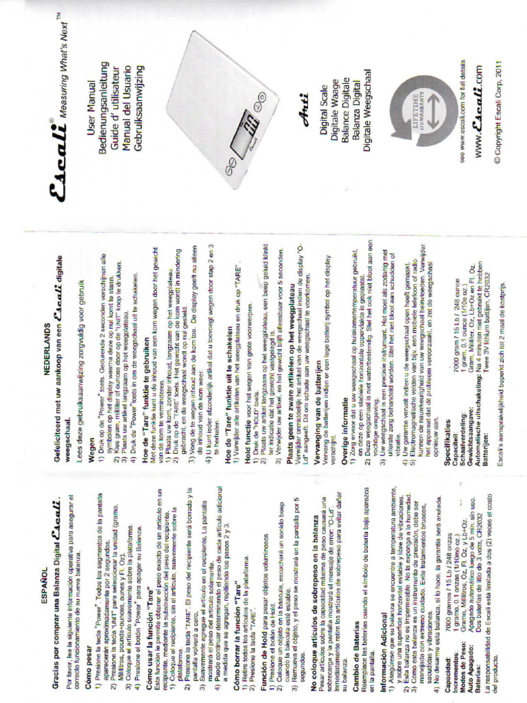 Escali Measuring Scale | PDF