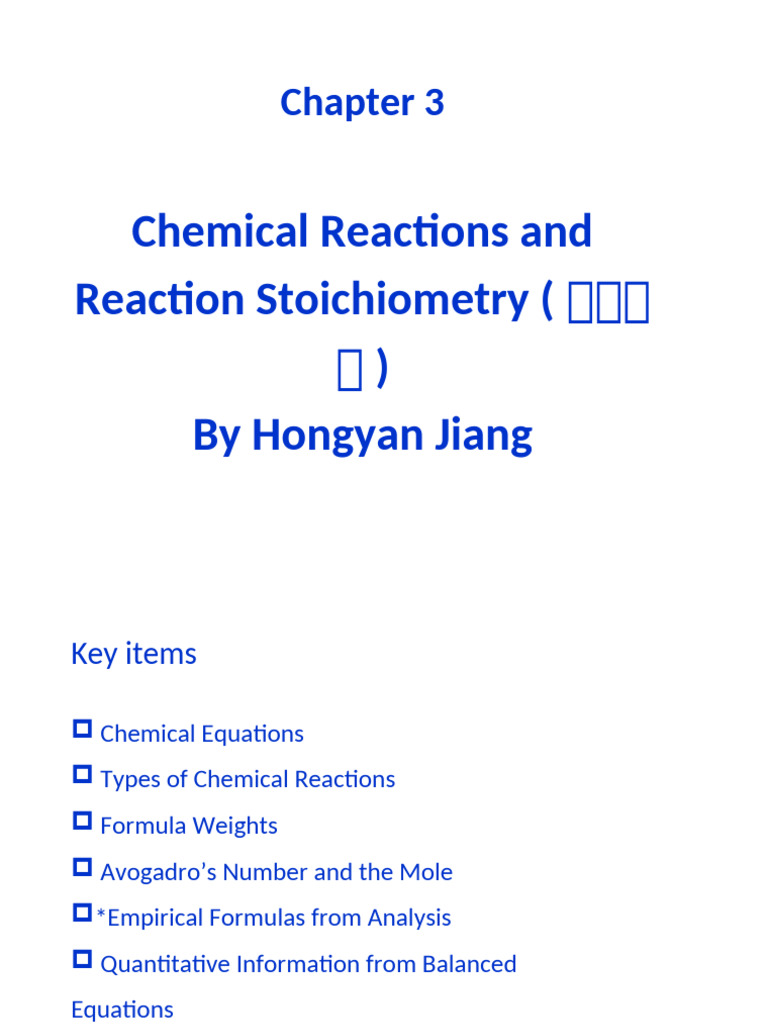 lecture 3 正式版 | PDF | Mole (Unit) | Stoichiometry