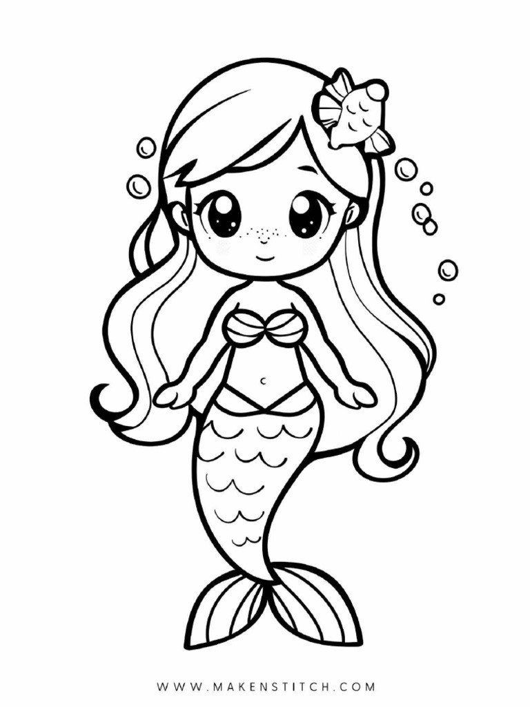 04 Easy Mermaid Coloring Page For Preschoolers | PDF