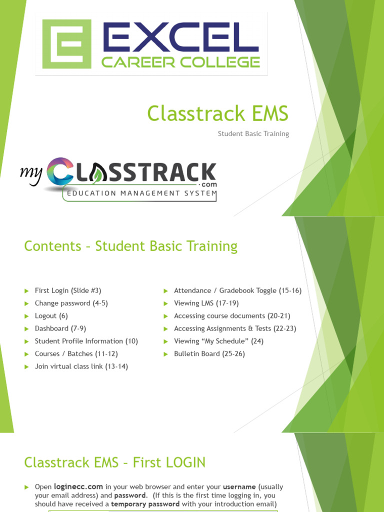 Classtrack EMS Student Training Guide | PDF | Login | Button (Computing)