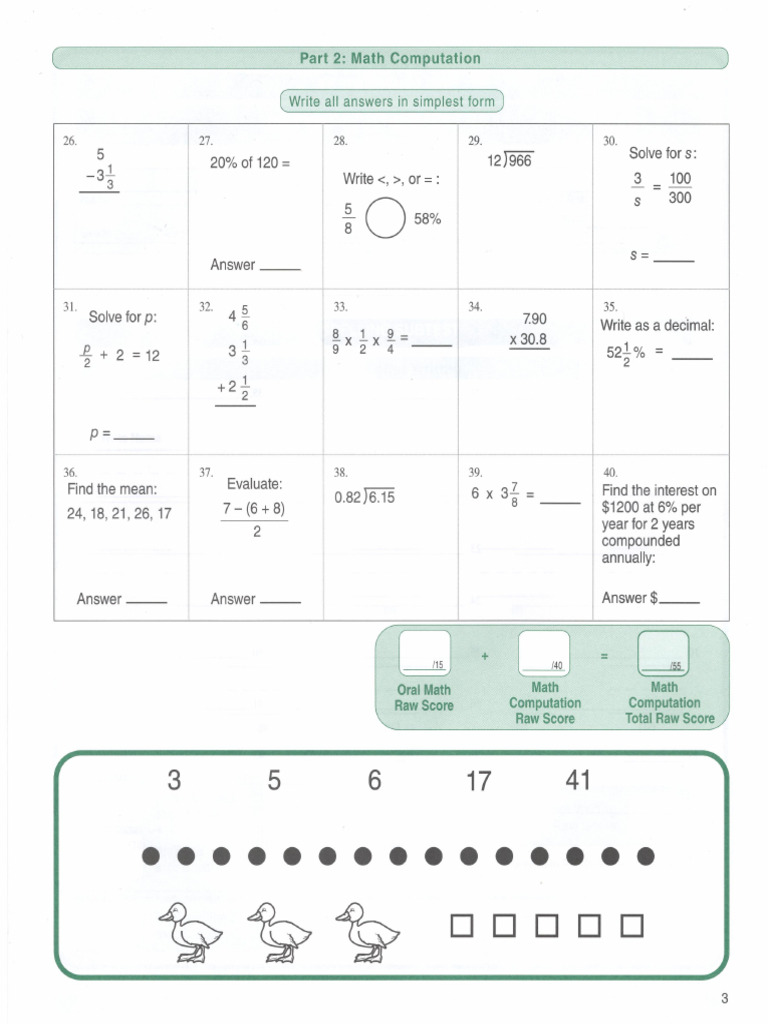 WRAT Math Page 2 | PDF