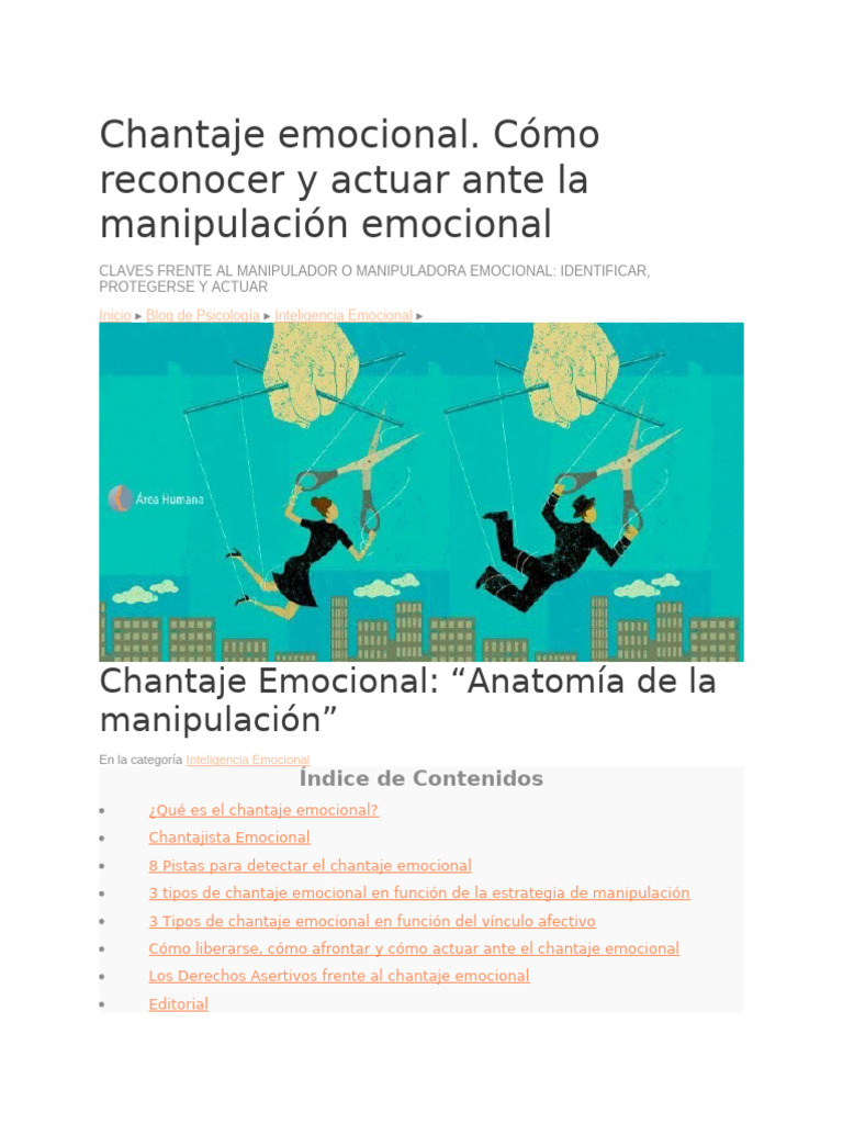 Cómo identificar y enfrentar el chantaje emocional | PDF | Las ...
