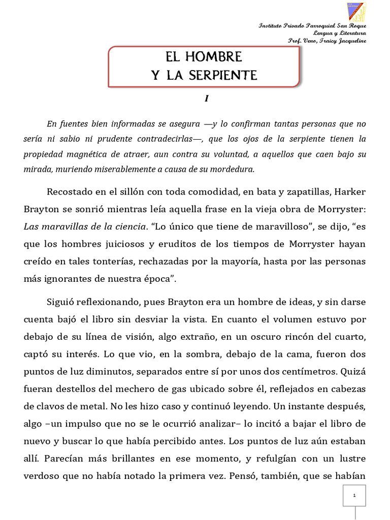 THE MAN AND THE SNAKE - Ambrose Bierce | PDF | Serpiente