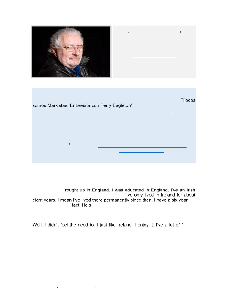 Interview with Terry Eagleton on Marxism | PDF | Marxism | Theory