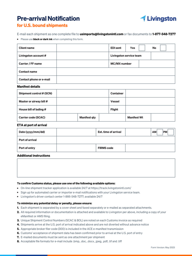 Pre-arrival Notification Guidelines | PDF | Computer File Formats | Computing