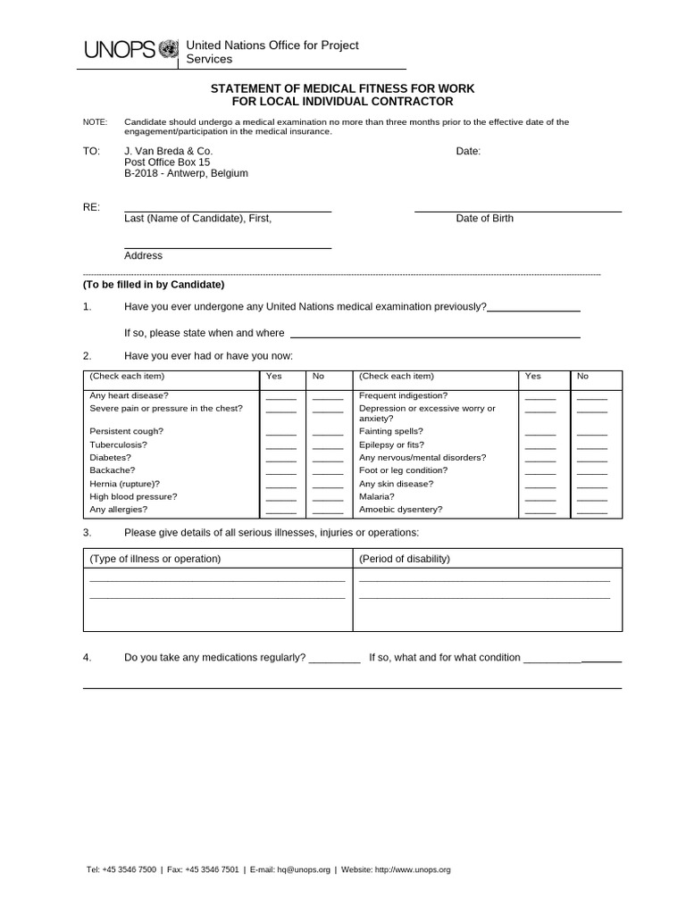 Statement of Medical Fitness - Local ICA | PDF | Physical Examination ...