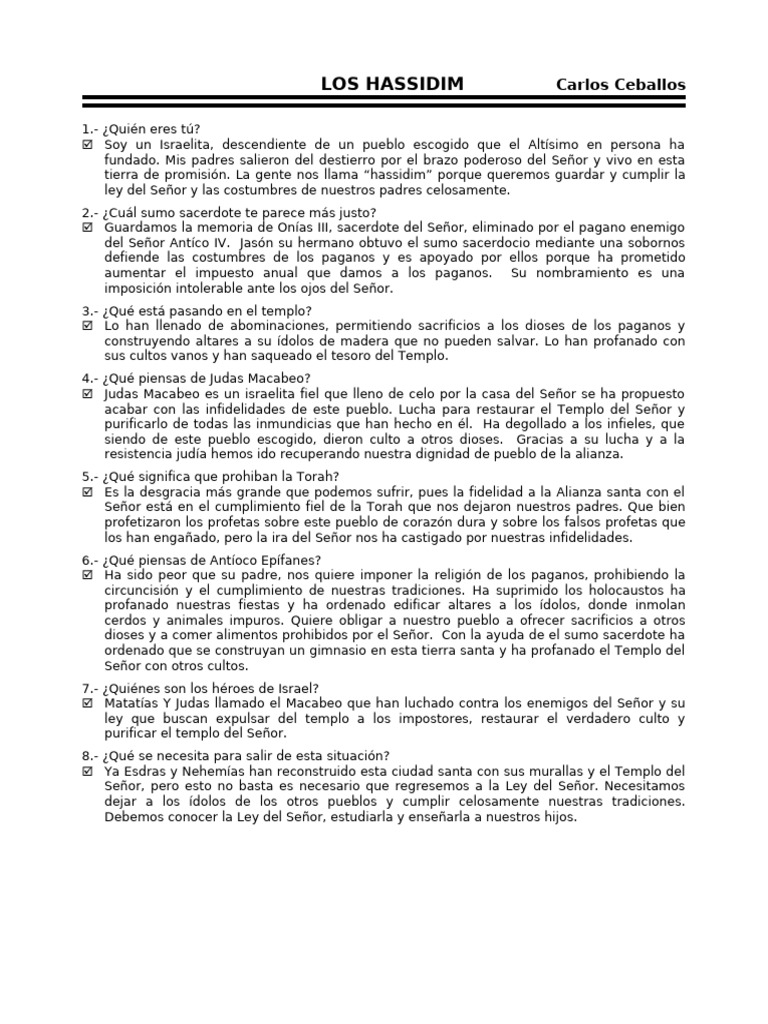 Significado y legado de los hassidim | PDF | Templo en jerusalén ...