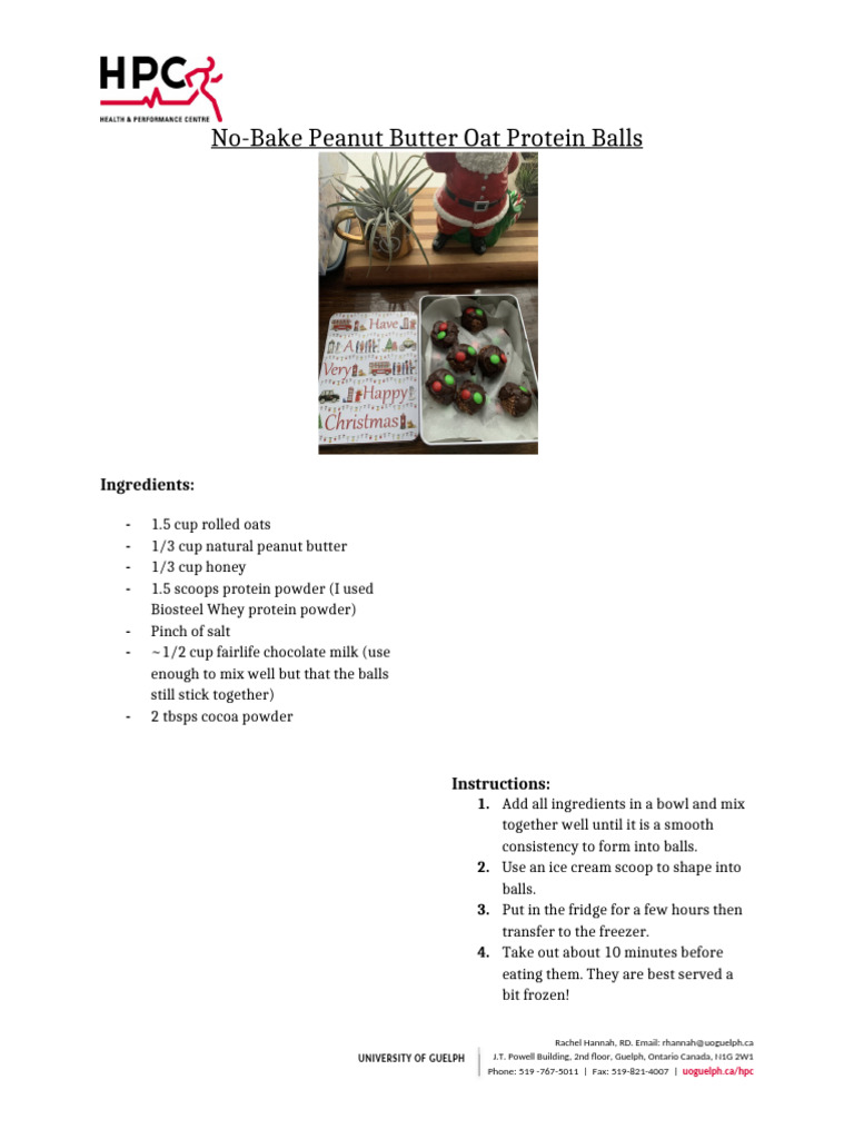 No-Bake Peanut Butter Oat Protein Balls | PDF