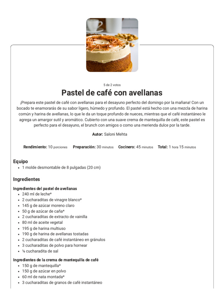 Pastel de café y avellanas fácil | PDF | Pasteles | café