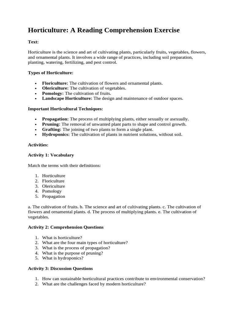 Horticulture READING TEXT | PDF